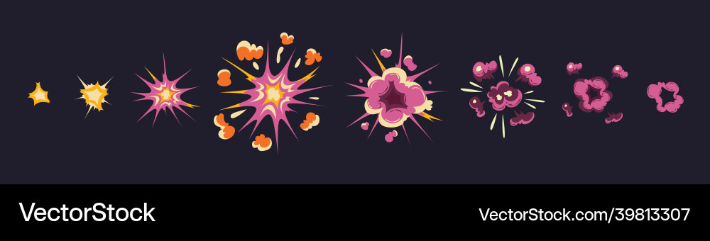 Cartoon Explosion Animation Set Royalty Free Vector Image