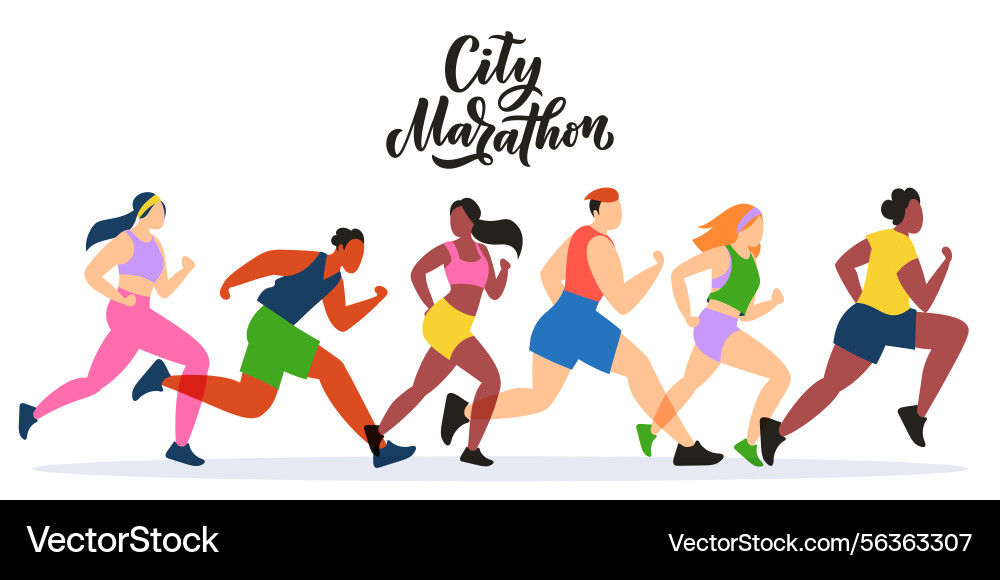 City marathon banner poster design elements Vector Image