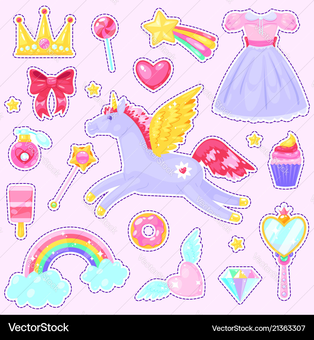Cute girls stickers Royalty Free Vector Image - VectorStock