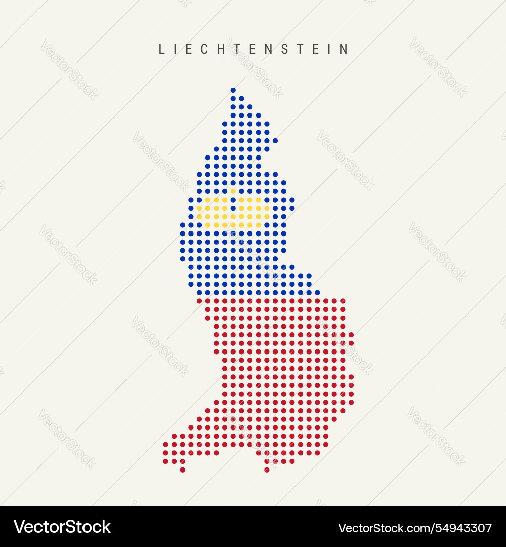 Dotted pixel map of liechtenstein painted Vector Image