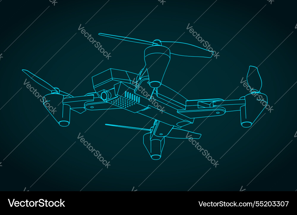 Folding drone blueprint Royalty Free Vector Image