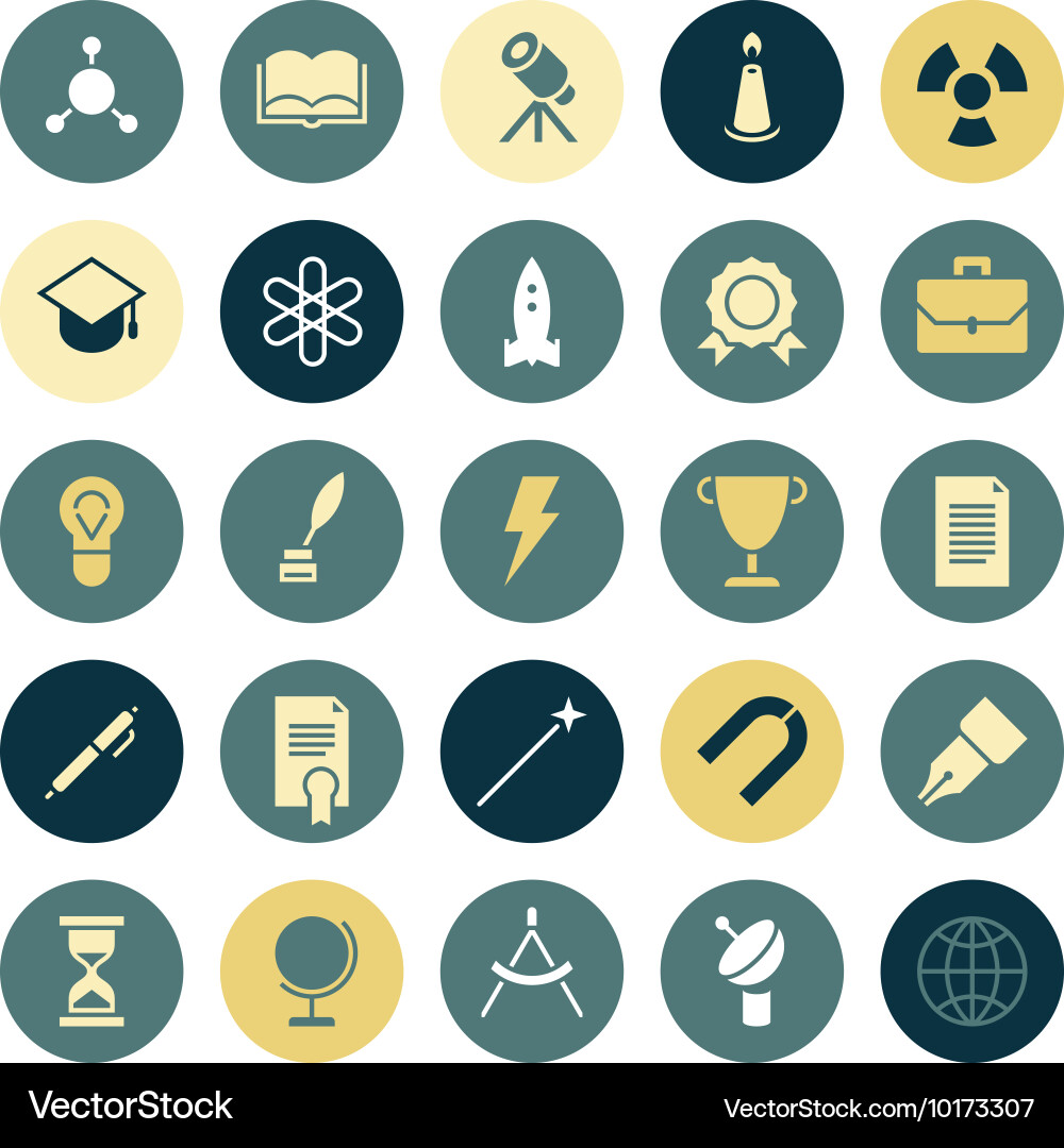 Icons plain round education Royalty Free Vector Image
