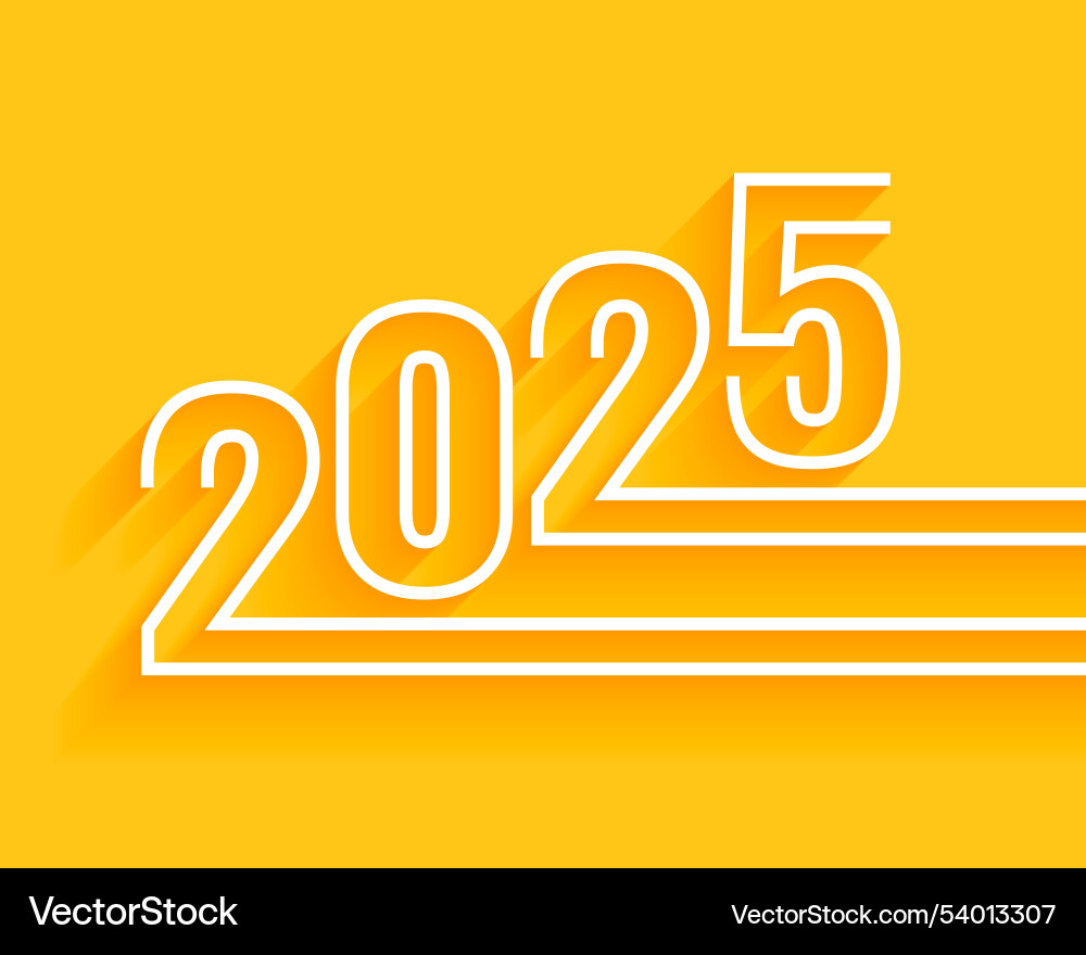 Line style 2025 lettering yellow background Vector Image
