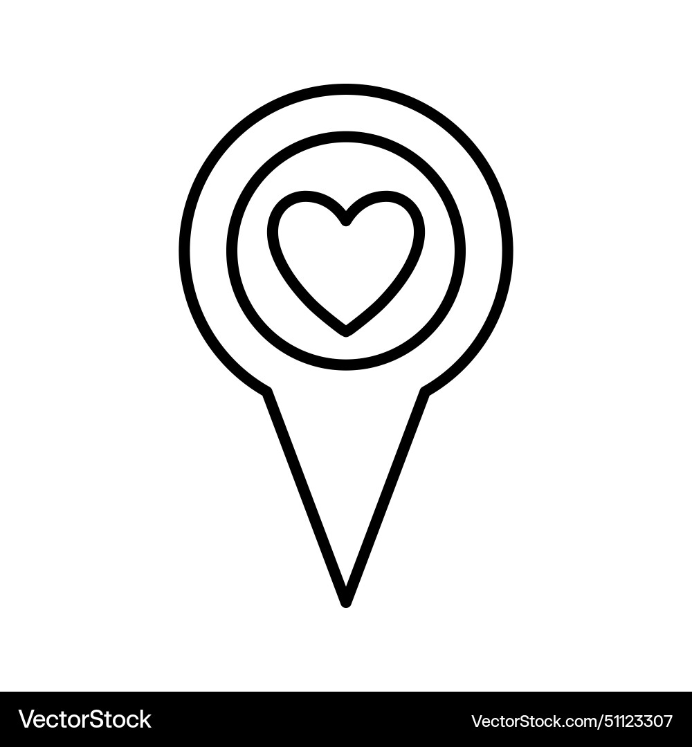 Love location icon pin with heart Royalty Free Vector Image