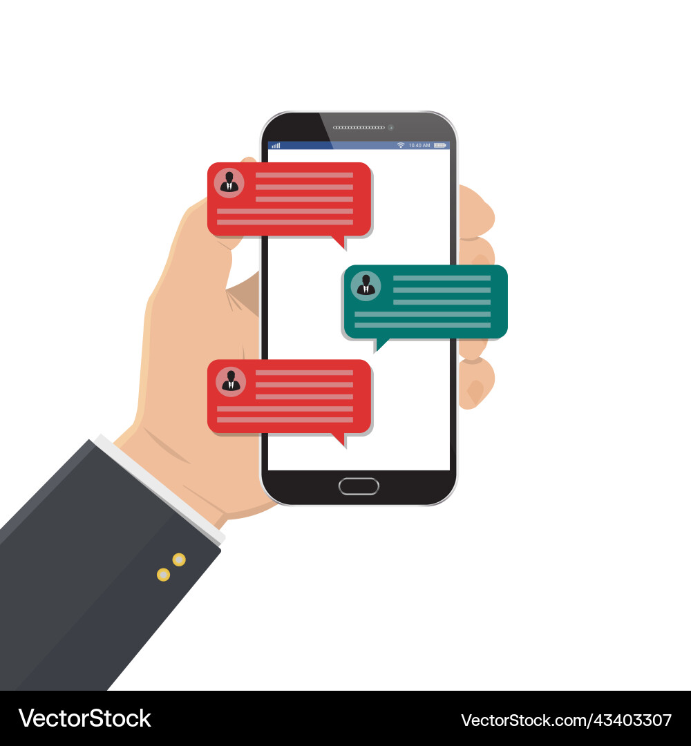 Mobile phone chat message notifications Royalty Free Vector
