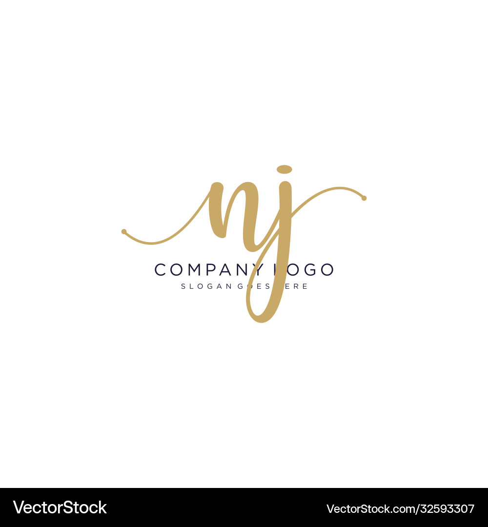 Nj initial handwriting logo design Royalty Free Vector Image