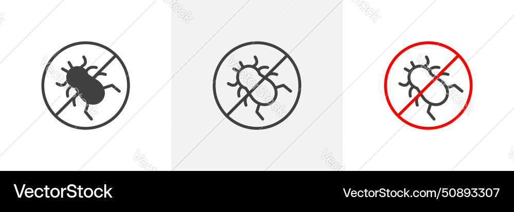 No parasitic insects sign icon set forbidden Vector Image