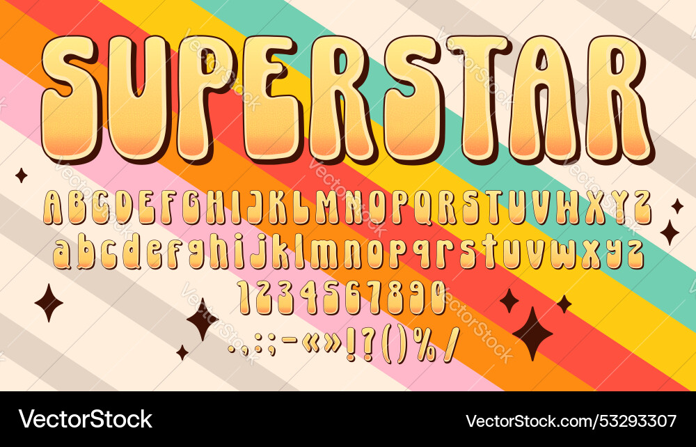 Retro Psychedelic 70s Font Royalty Free Vector Image