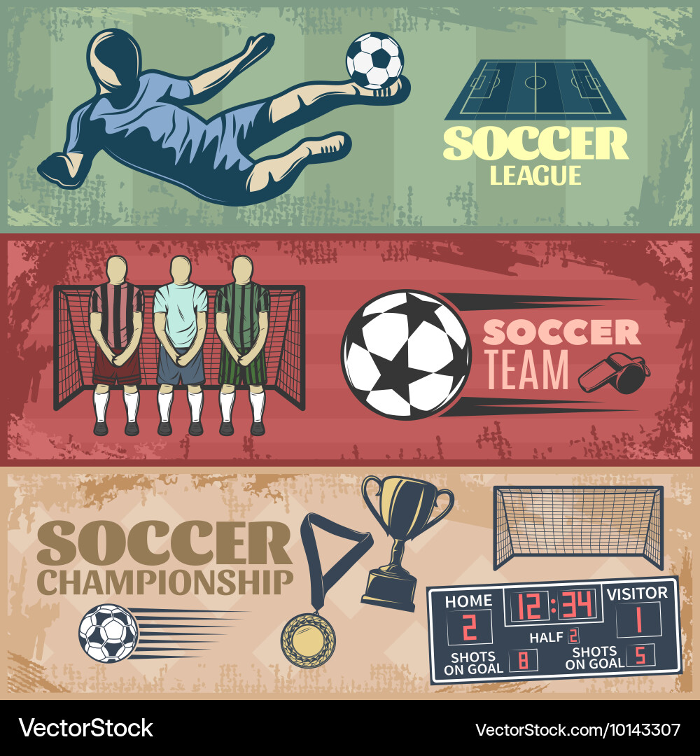 Soccer horizontal banners Royalty Free Vector Image