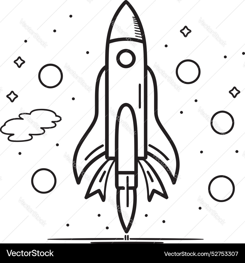 Stellar express futuristic rocket lineart emblem Vector Image
