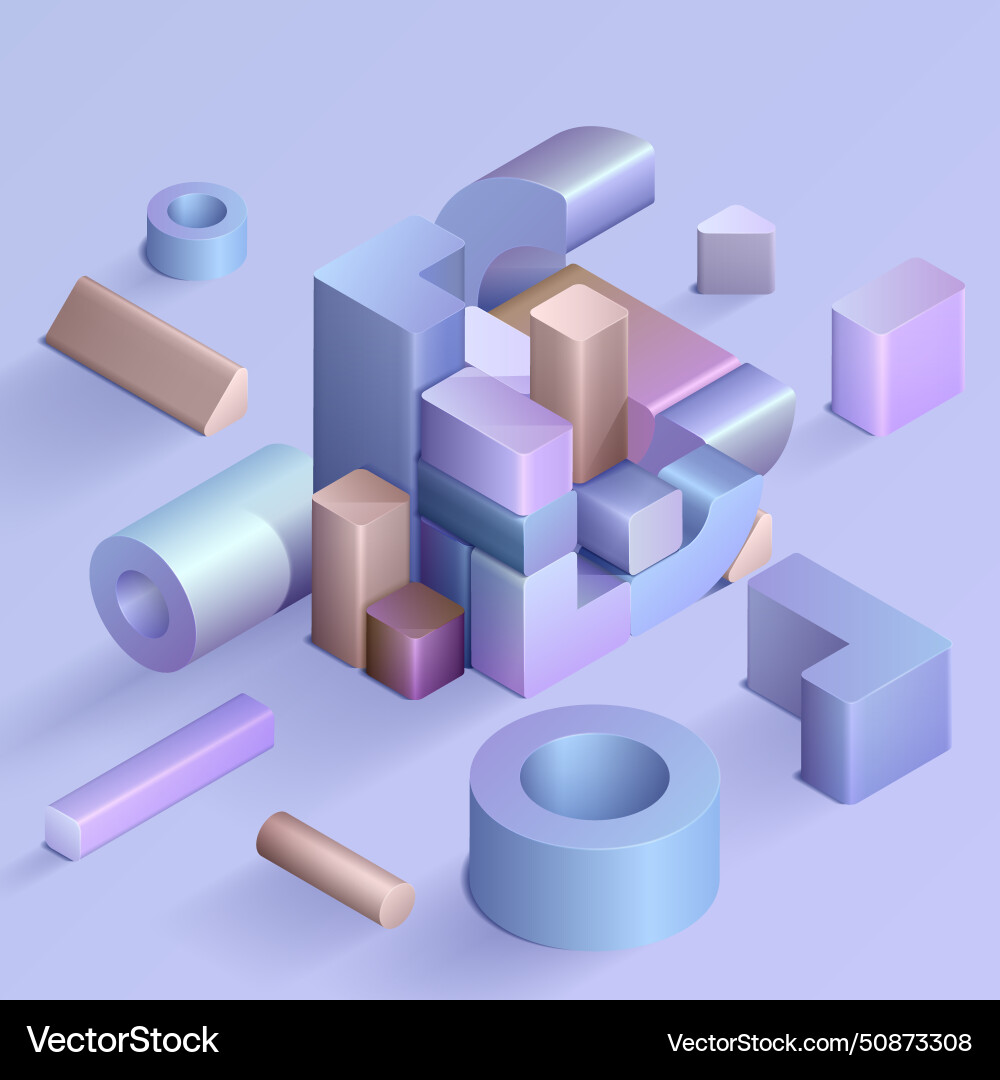 3d geometric shapes Royalty Free Vector Image - VectorStock