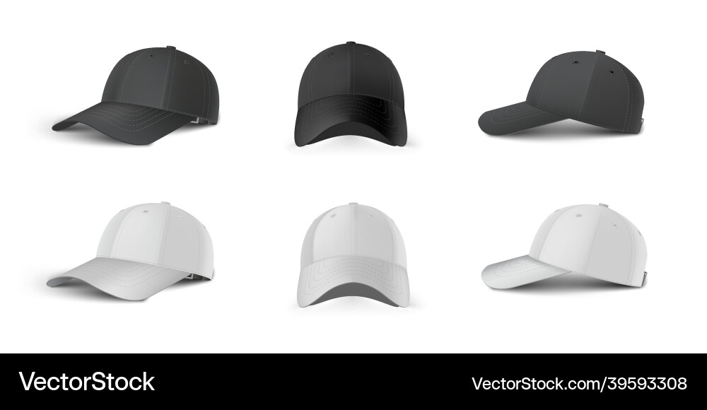 Black & White Baseball Cap - Side View Vector Image