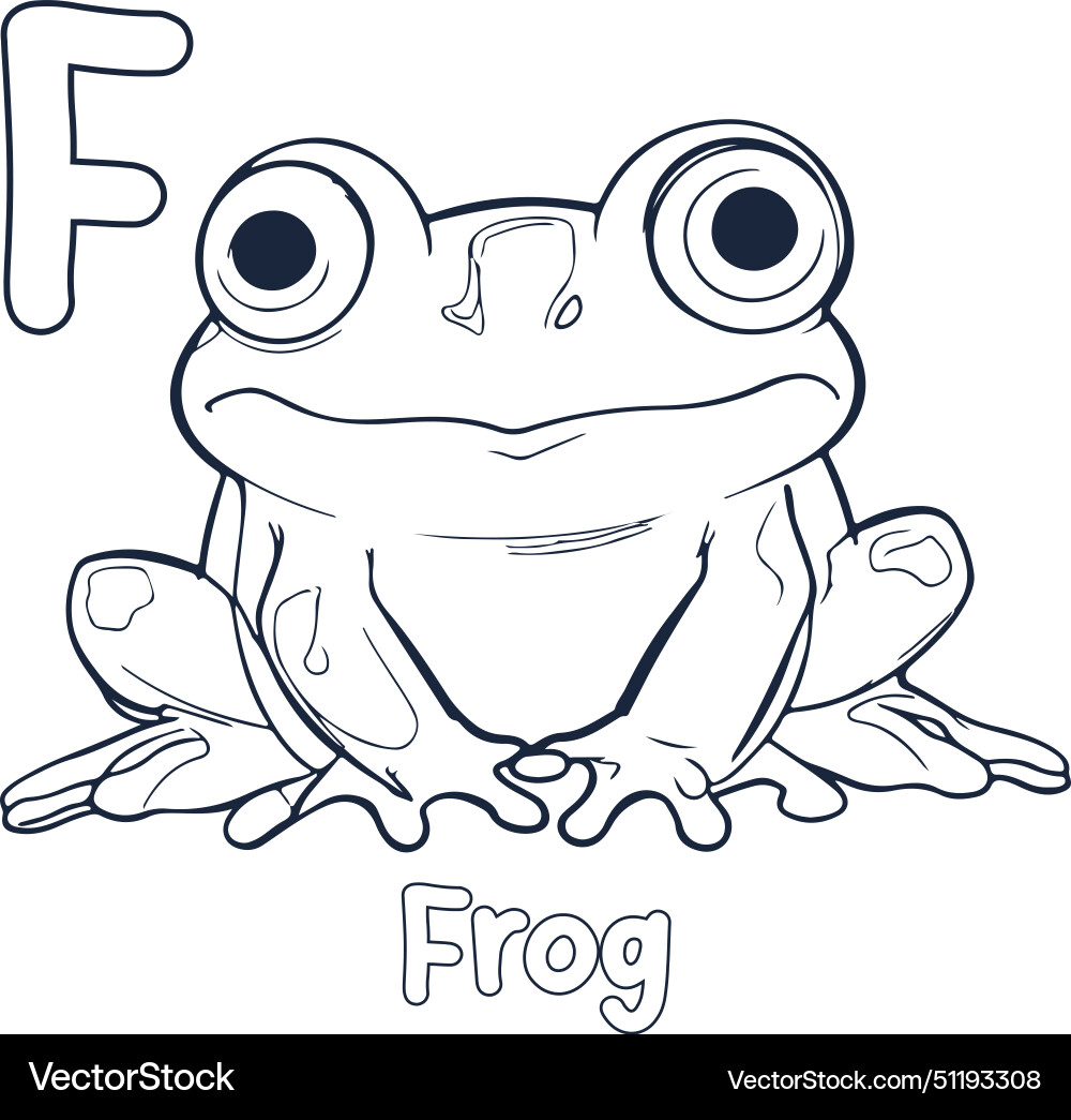 Frog black and white alphabet Royalty Free Vector Image