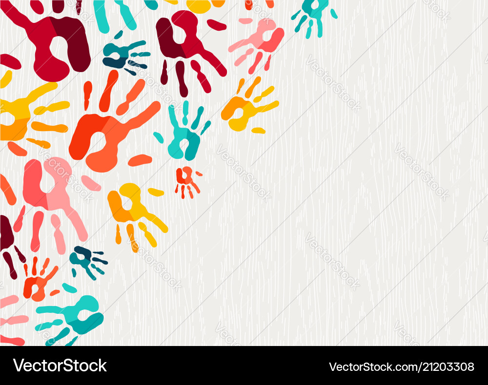 Human hand print color background art Royalty Free Vector