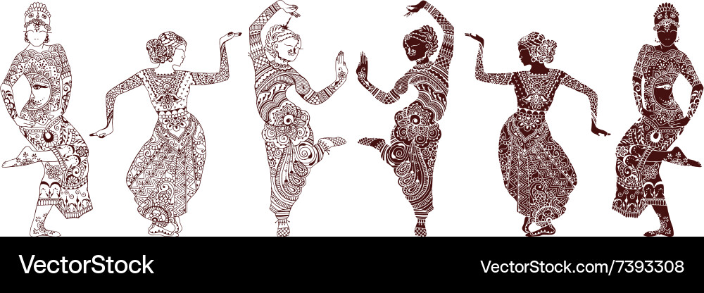 Indian dancers set Royalty Free Vector Image - VectorStock
