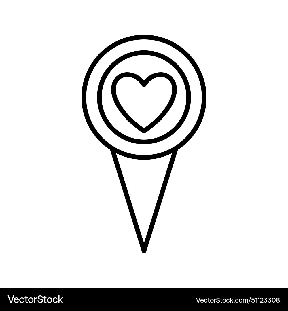 Love location icon pin with heart Royalty Free Vector Image
