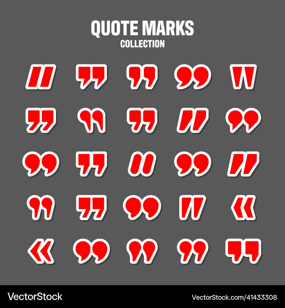 Quotation marks collection red quotes icon Vector Image