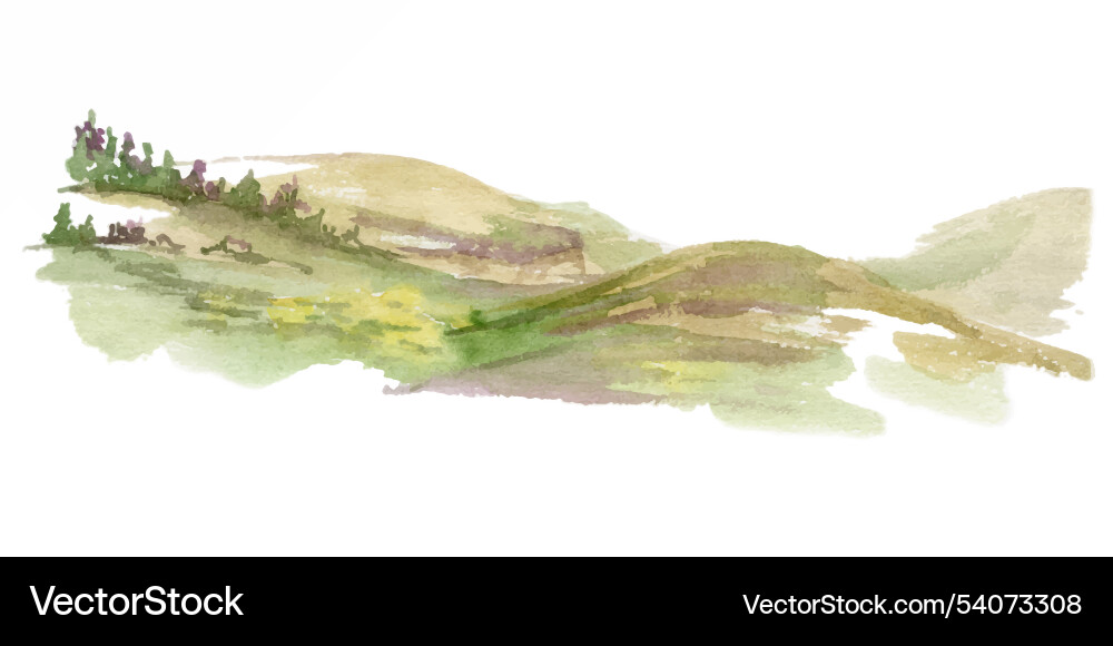 Scenery landscape rolling hills with flowers Vector Image