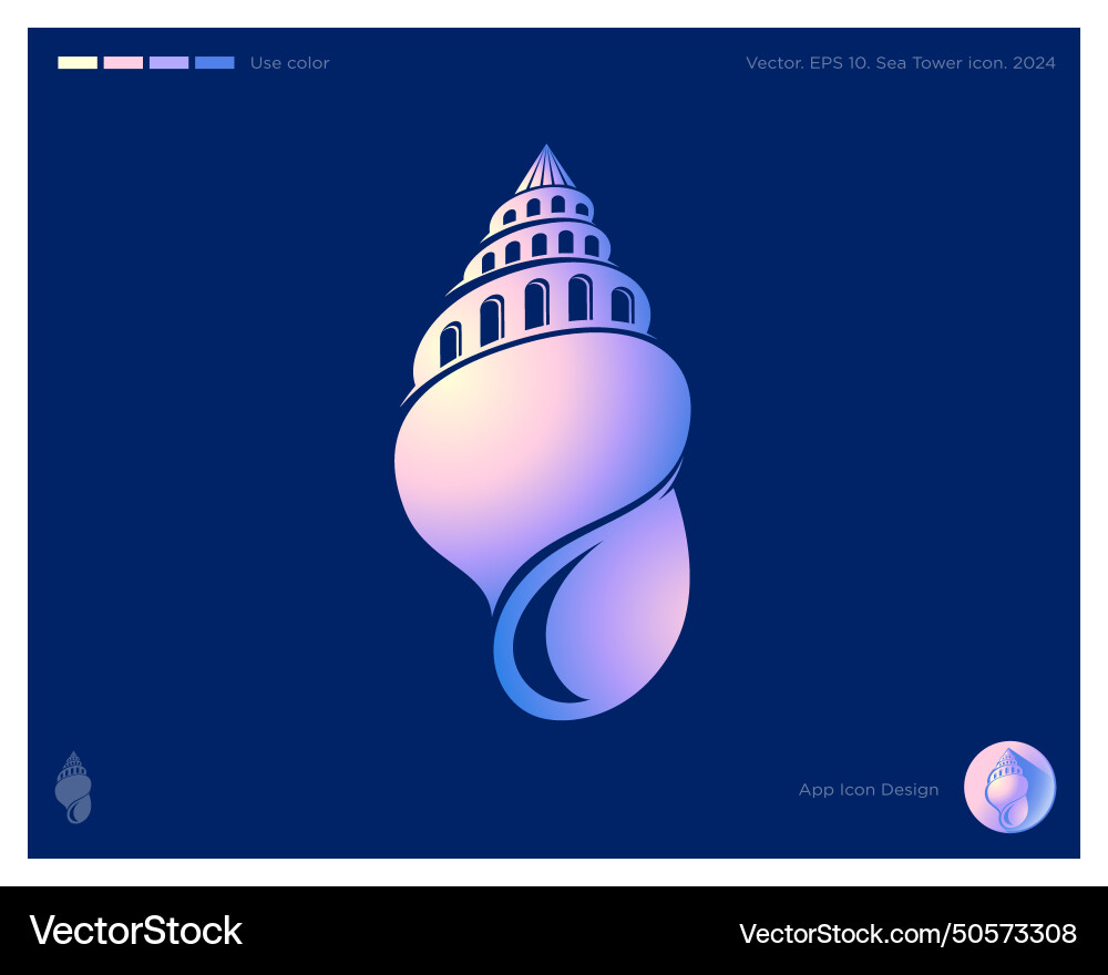 Sea tower logo beautiful nacre seashell windows Vector Image