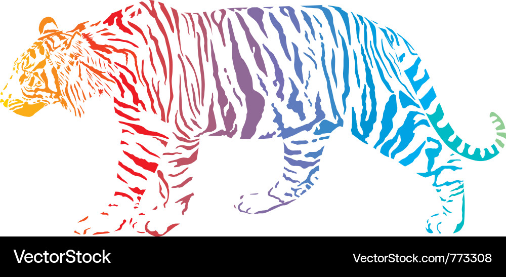 Tiger - abstract rainbow Royalty Free Vector Image