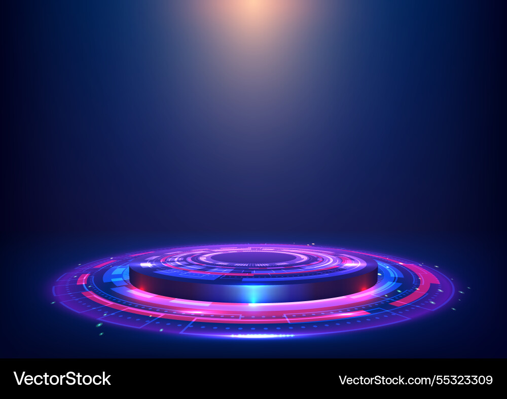 3d futuristic circular platform with glowing hud Vector Image