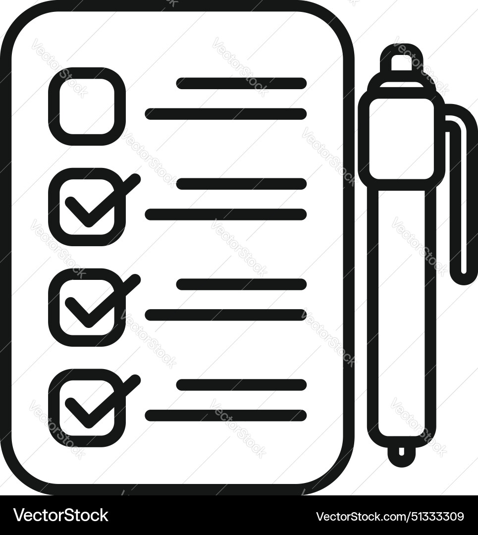 Checklist icon with pen Royalty Free Vector Image
