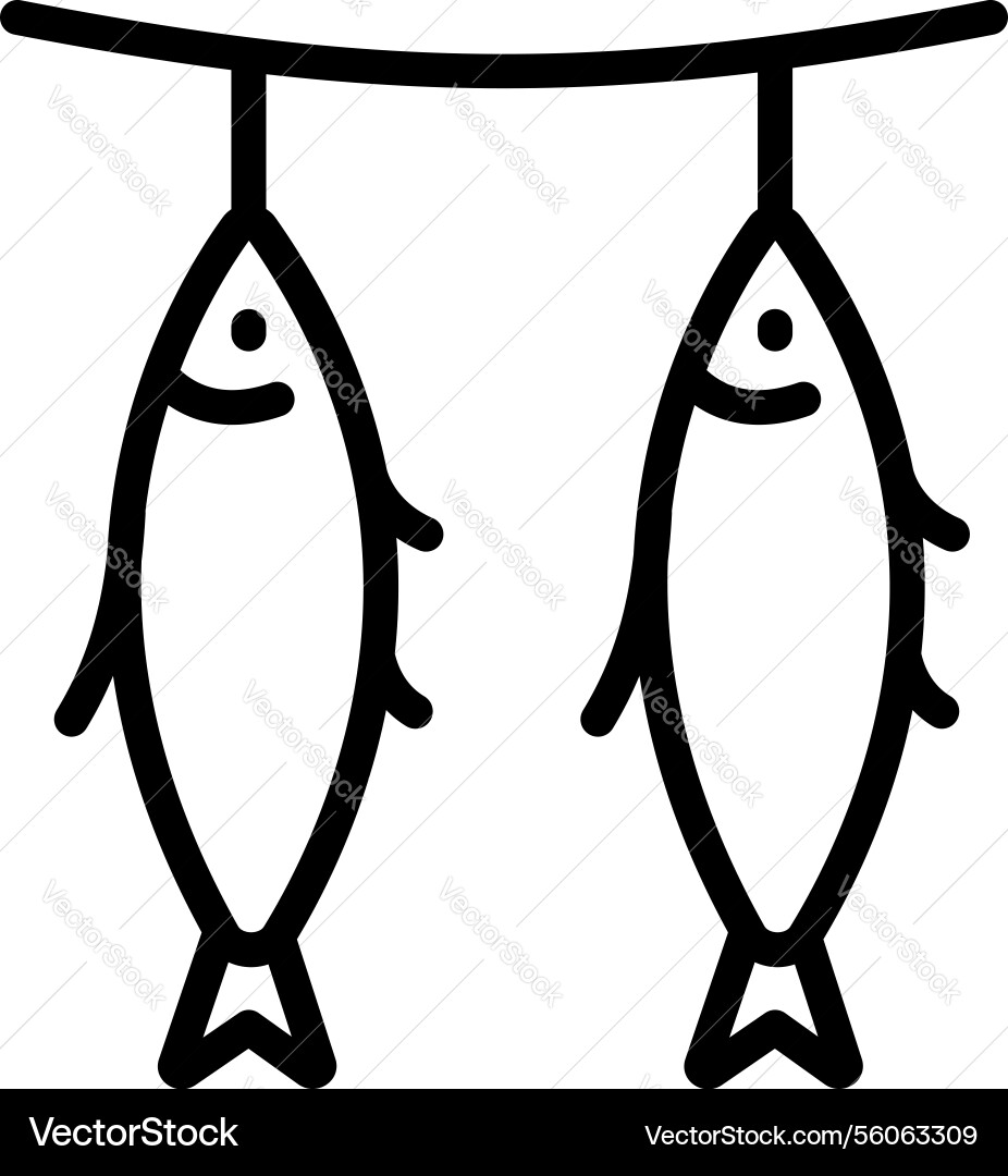 Dried salted fish icon catch seafood symbol Vector Image