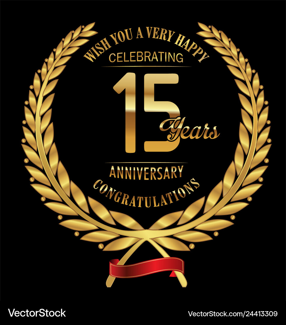 Golden Anniversary Wreath - 15 Years Royalty Free Vector