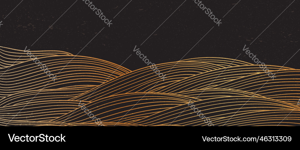 Hand drawn wave element with japanese pattern Vector Image