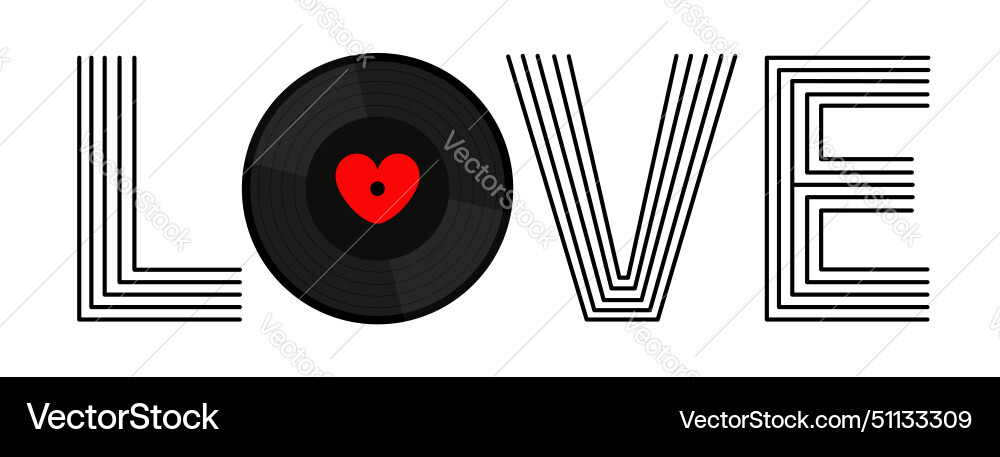 Love musical vinyl record disk red heart label Vector Image