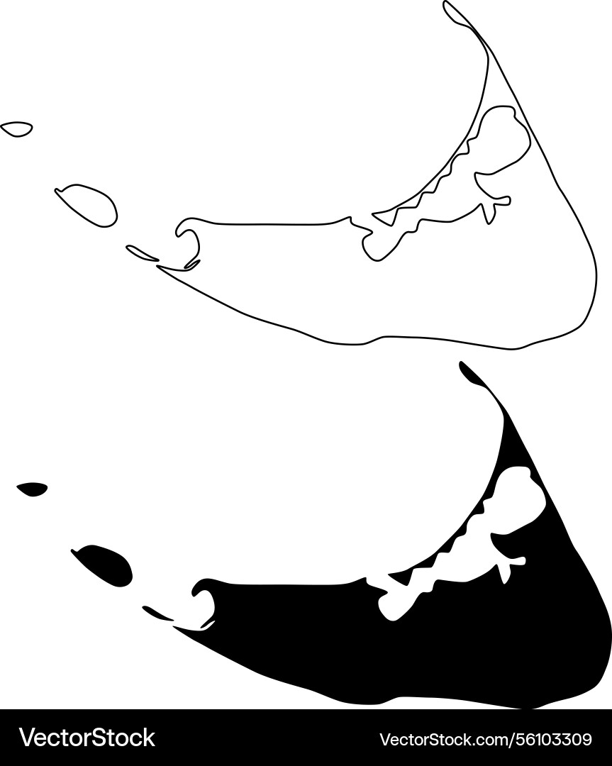 Nantucket islands massachusetts map silhouette Vector Image