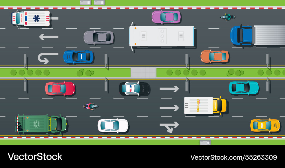 Traffic on the road Royalty Free Vector Image - VectorStock
