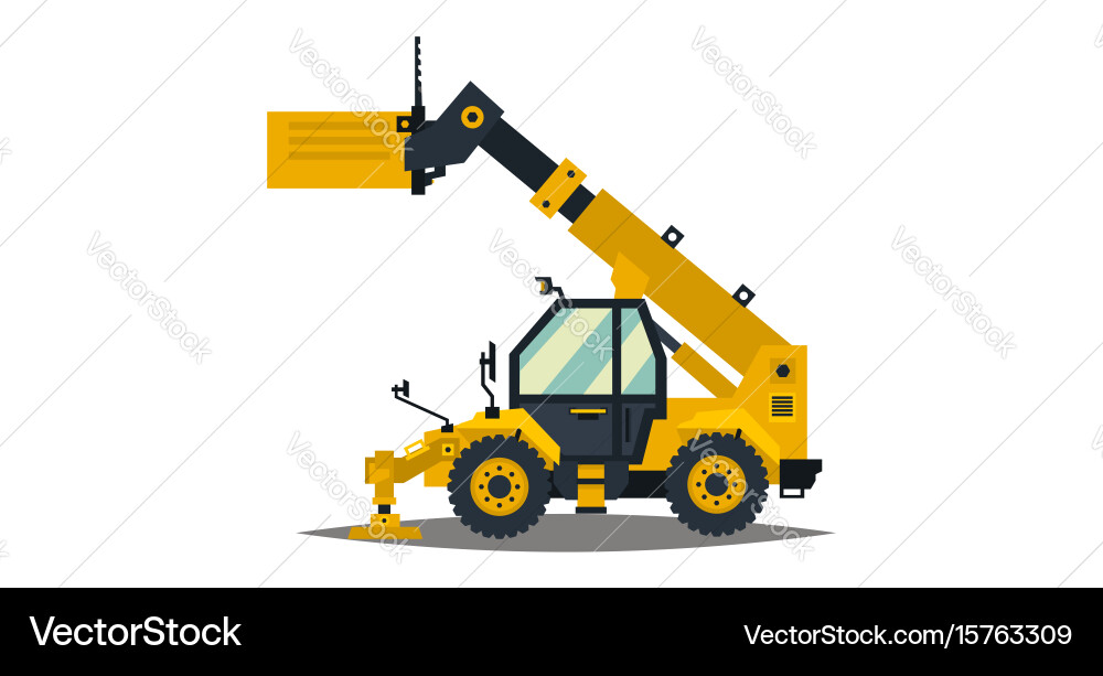 Yellow telehandler isolated on white background Vector Image