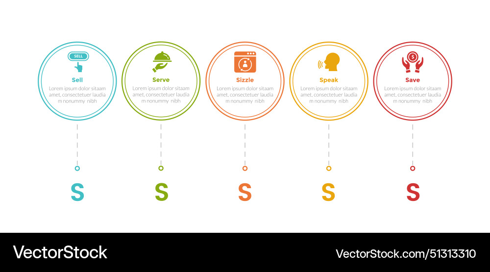 5s model marketing infographics template diagram Vector Image