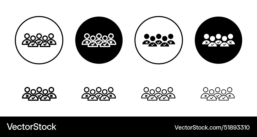 Attend icon set collection outline flat Royalty Free Vector