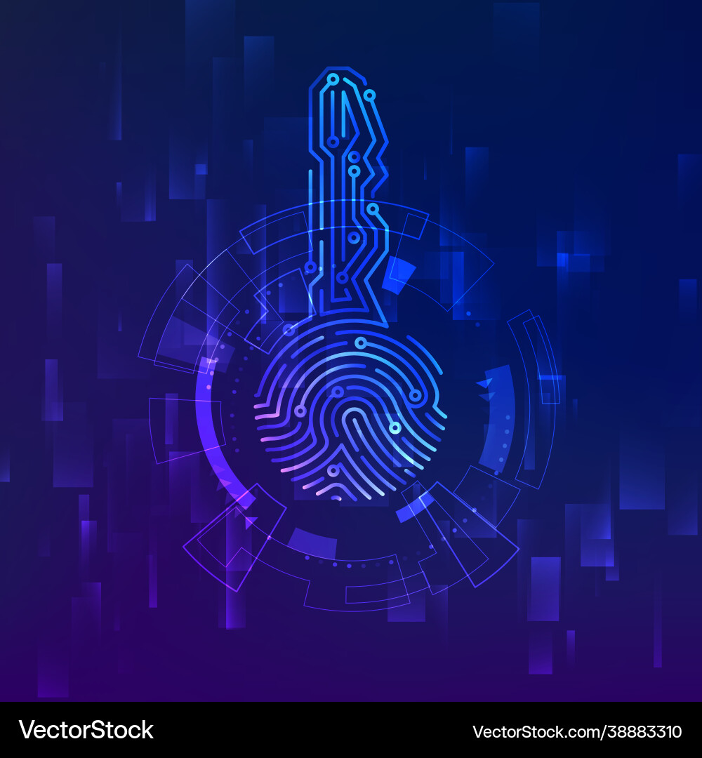 Circuit id key fingerprint scanner scan biometric Vector Image