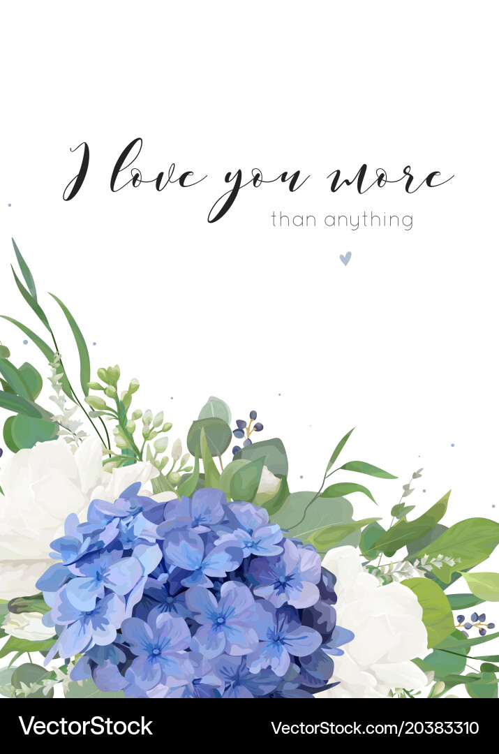 Floral greeting card design with hydrangea flowers