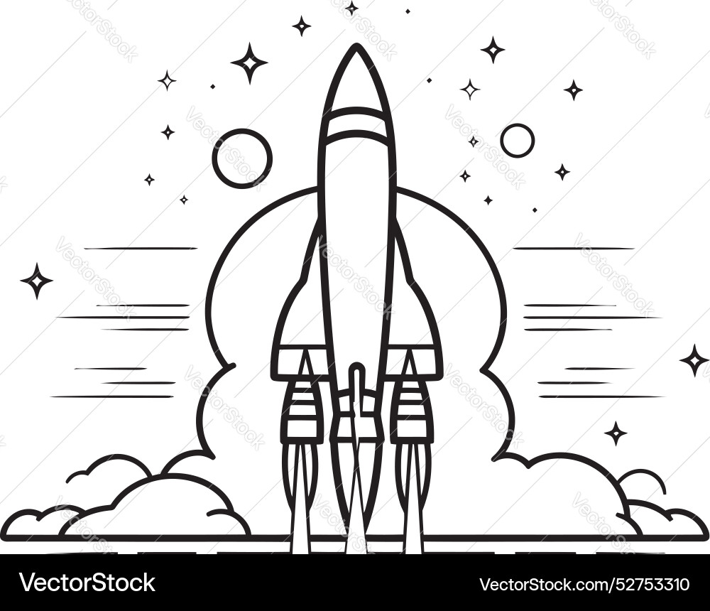 Galactic rocket lineart logo icon nebula Vector Image