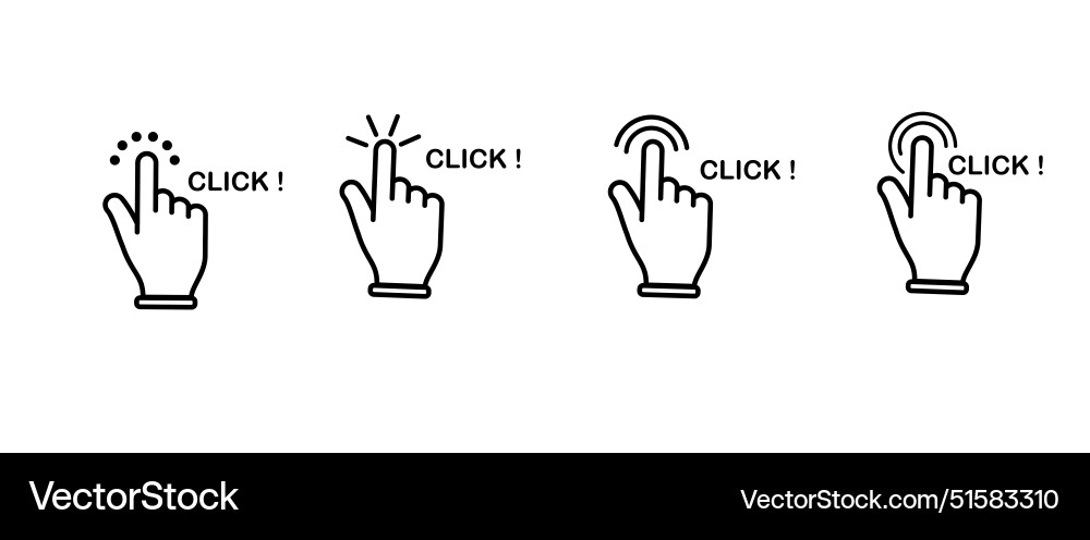 Hand click clicking finger touch screen Royalty Free Vector