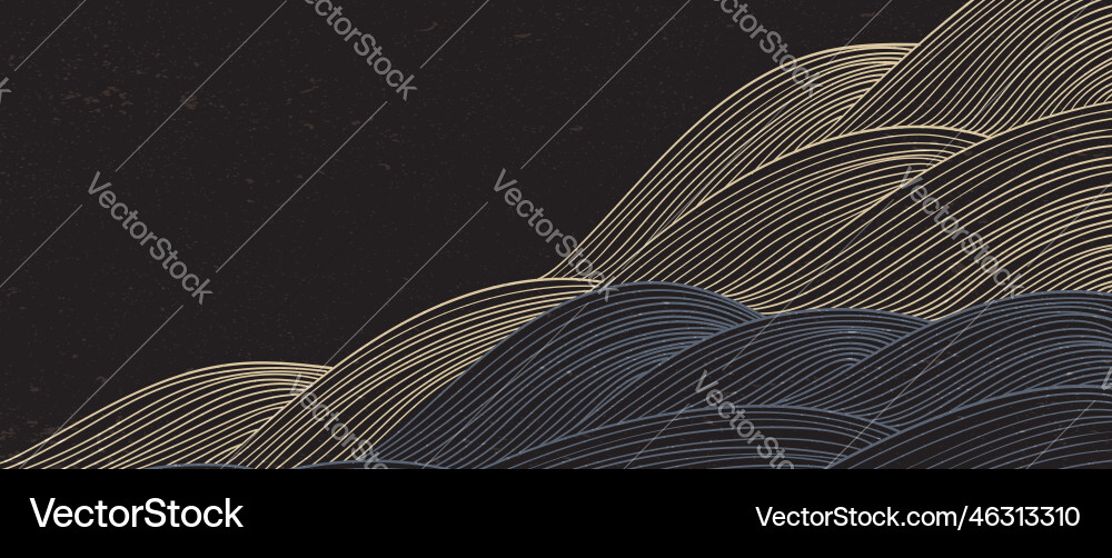 Hand drawn wave element with japanese pattern Vector Image