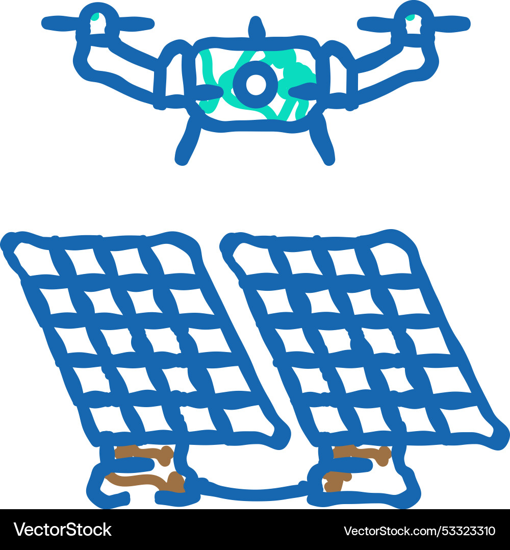 Infrastructure survey drone icon doodle Royalty Free Vector