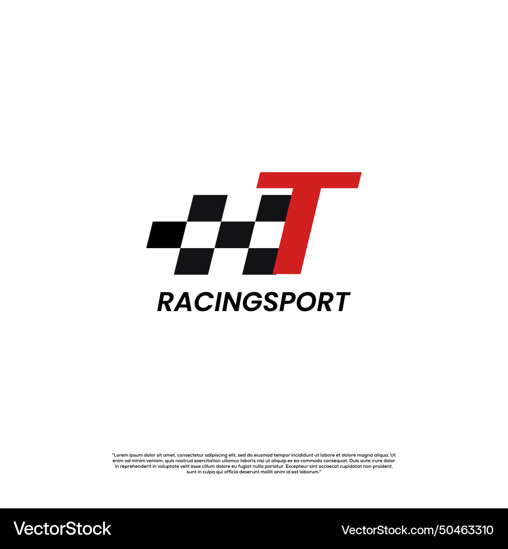 Letter t with racing flag icon template logo Vector Image