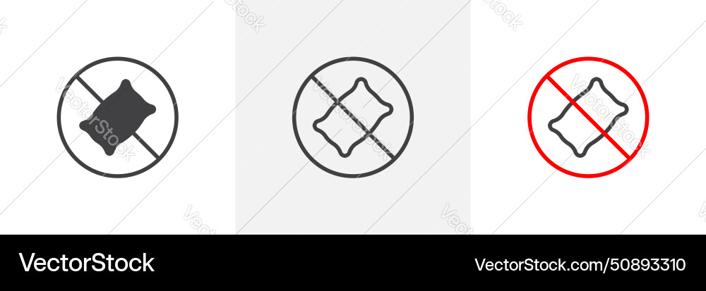 No pillow sign icon set ban on pillows Royalty Free Vector