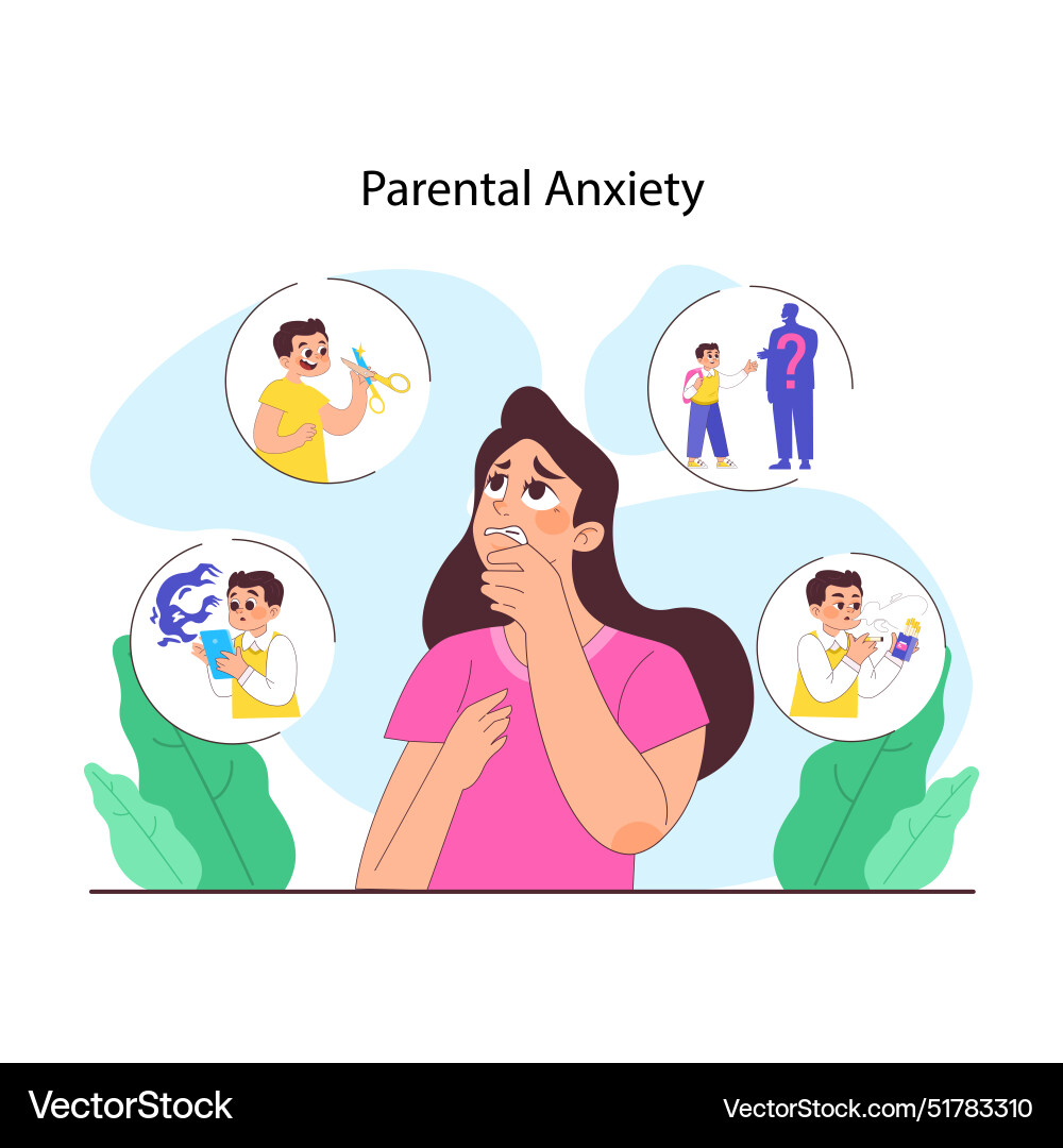 Overprotective parenting worried mother Royalty Free Vector