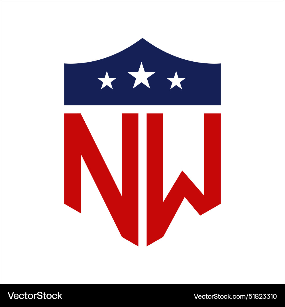 Patriotic nw logo design letter Royalty Free Vector Image