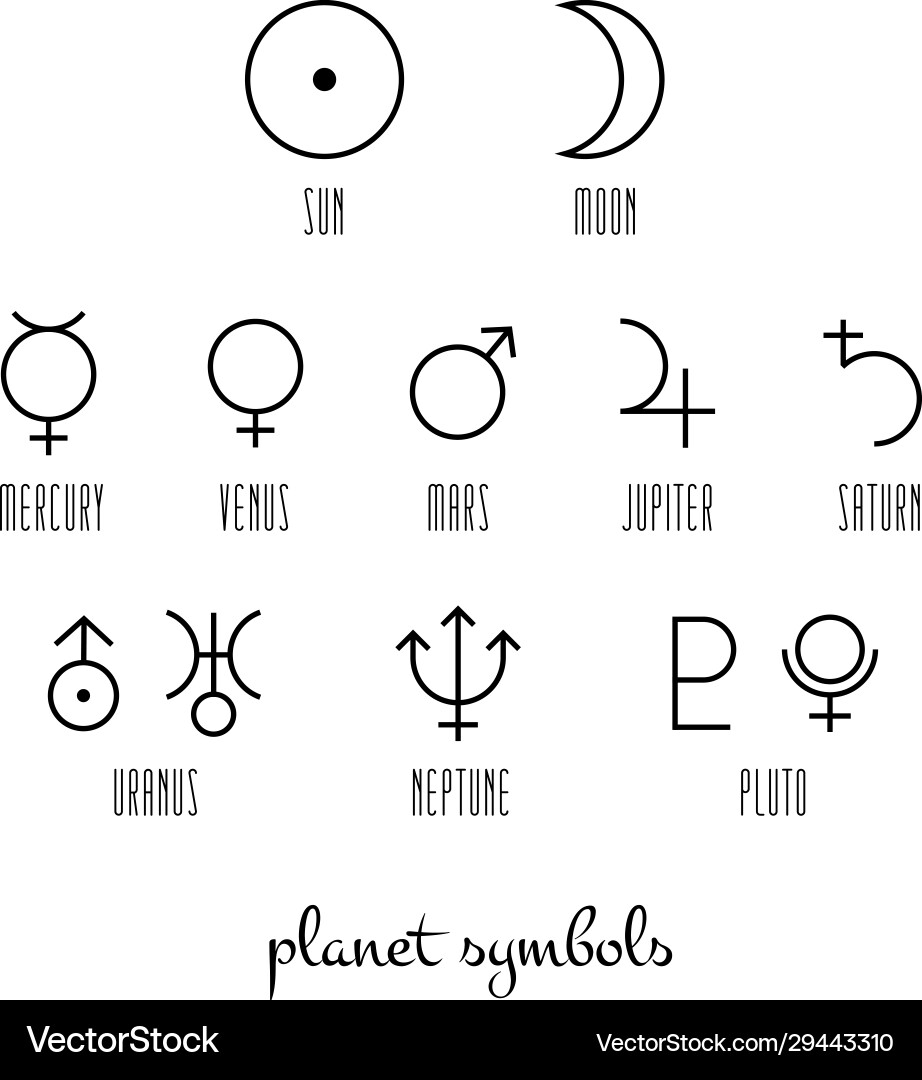 Planet symbol sign collection Royalty Free Vector Image