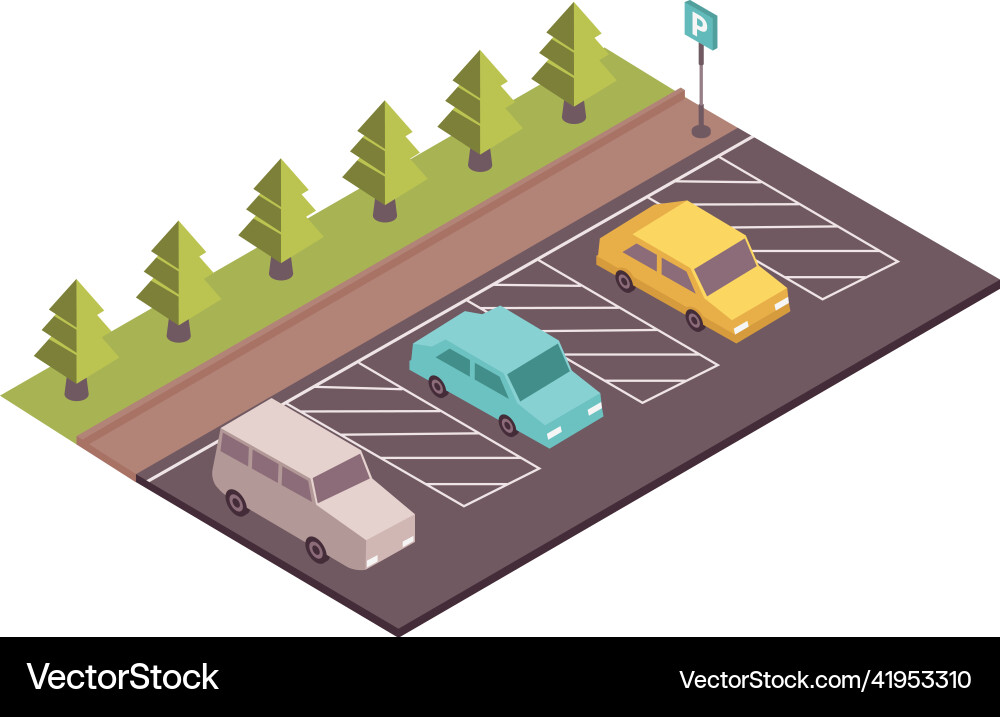 Road parking place composition Royalty Free Vector Image