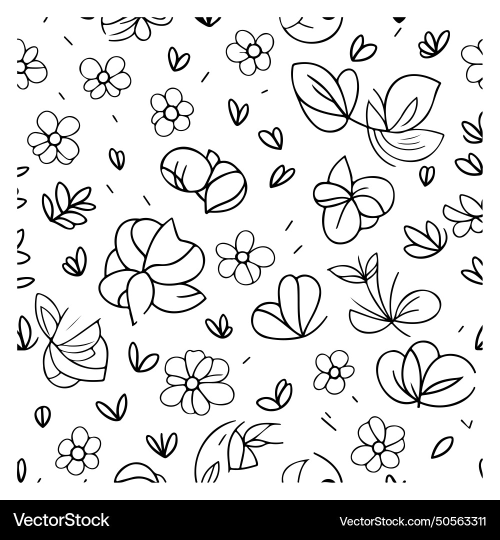 Blossom seamless pattern fabric doodle sketch Vector Image