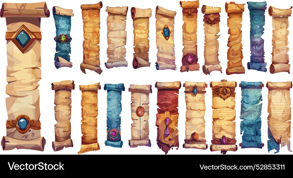 Enchanted scrolls cartoon collection Royalty Free Vector