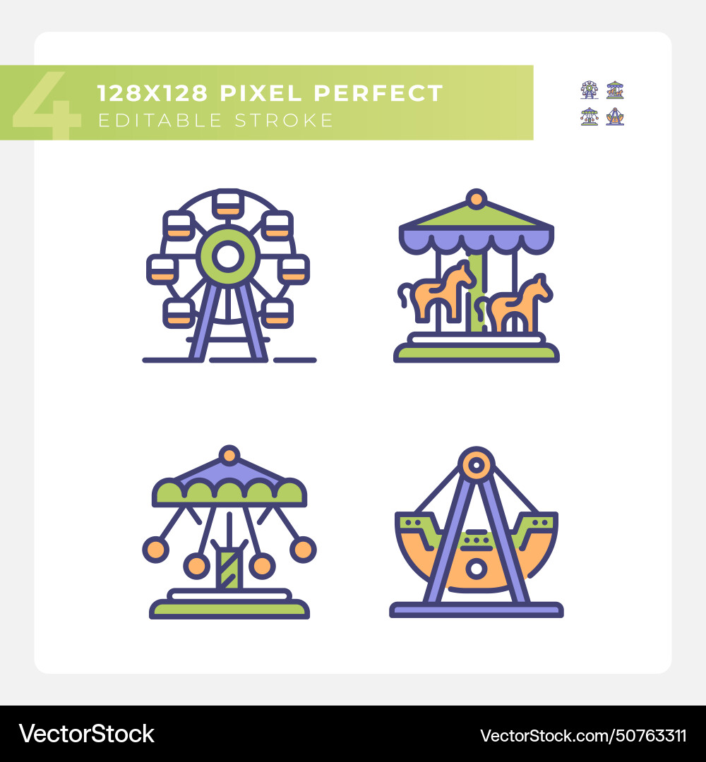 Fairground attractions pixel perfect rgb color Vector Image